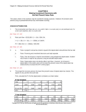 FINC Sample Calculation Question Two Solutions Sample Calculation Question Two