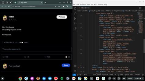 Ritik Mahapatra On Linkedin Im Coding My Own Tweet 👀 Building Just The Basic Layout Now Will