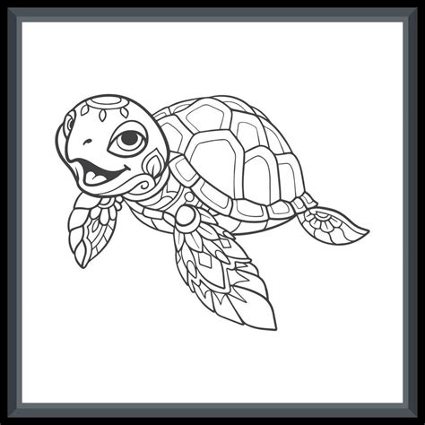 Cute Sea Turtle Mandala Arts Isolated On White Background 35166658