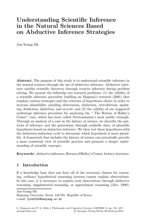 Pdf Understanding Scientific Inference In The Natural Sciences Based
