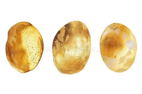 Captivating Graphic Design Elements Three Golden Paint Blobs With Diverse Textures Isolated On