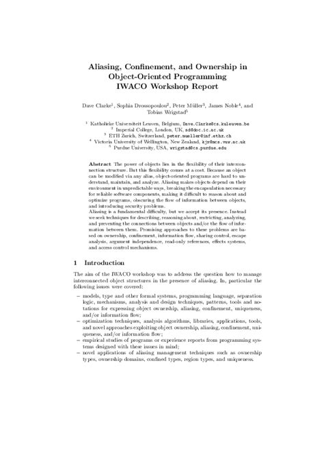Pdf Aliasing Confinement And Ownership In Object Oriented Programming