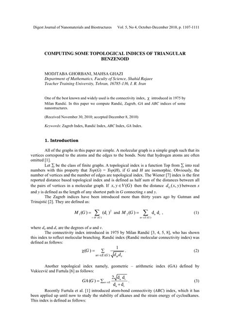 Pdf Computing Some Topological Indices Of Triangular Benzenoid