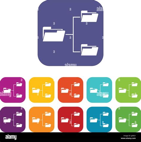 Folders Structure Icons Set Stock Vector Image Art Alamy