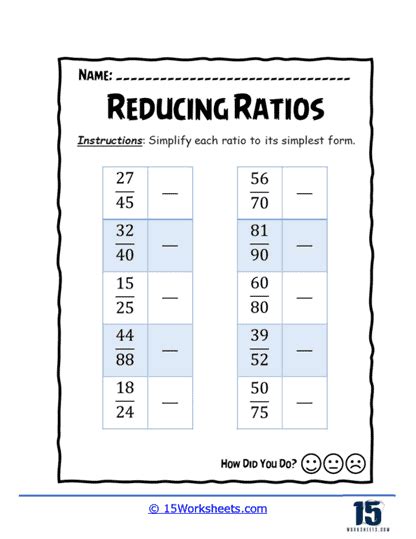 Reducing Ratios Worksheets 15