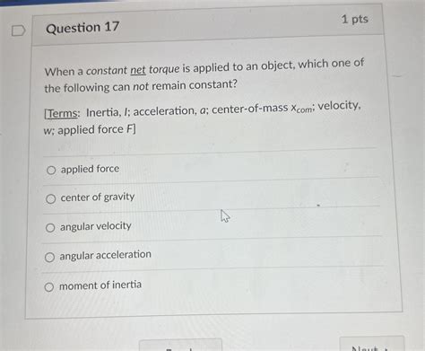 solved question 171 ﻿ptswhen a constant net torque is