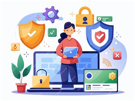 Cybersecurity And Data Protection Vector Art Of Online Security With