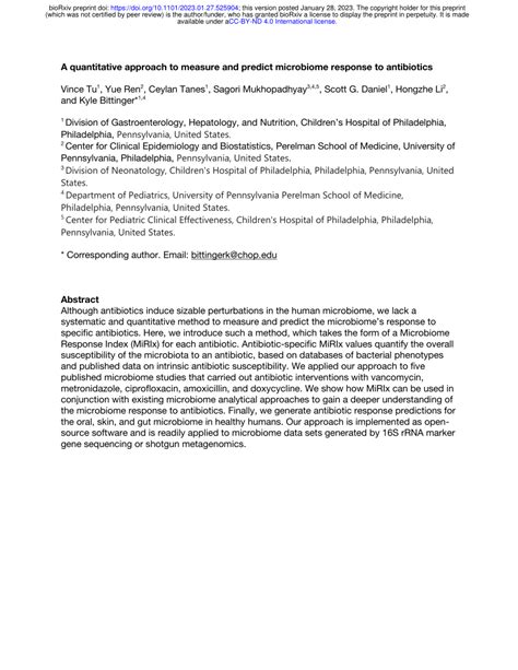 Pdf A Quantitative Approach To Measure And Predict Microbiome Response To Antibiotics