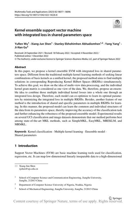 Kernel Ensemble Support Vector Machine With Integrated Loss In Shared
