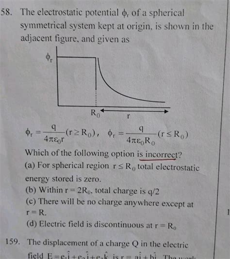 The Electrostatic Potential ϕr Of A Spherical Symmetrical System Kept At