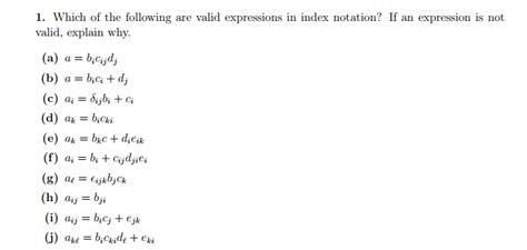 Solved Which Of The Following Are Valid Expressions In Index