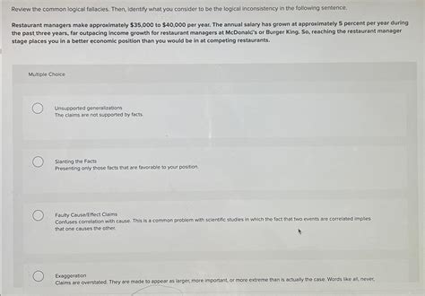 Solved Review The Common Logical Fallacies Then Identify