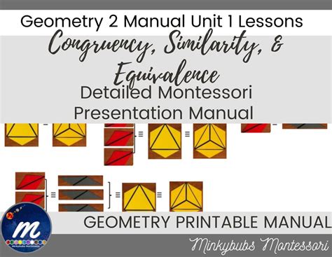 Geometry 2 Congruency Similarity Equivalency Lessons Montessori Album Unit 1 Etsy