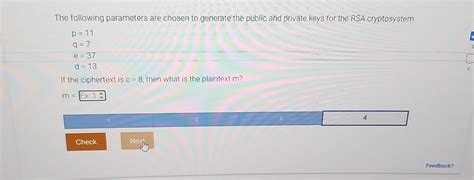 Solved The Following Parameters Are Chosen To Generate The