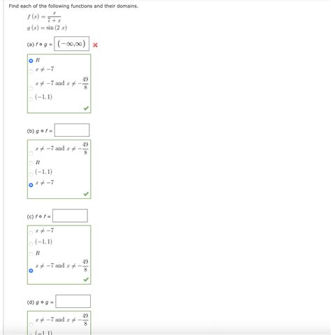 solved find each of the following functions and their