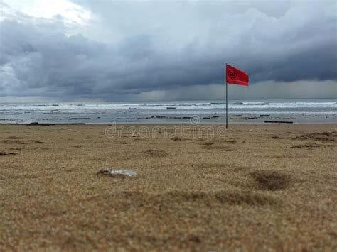 Warning Flags Are Prohibited From Swimming In The Sea Stock Image Image Of Season Tourists