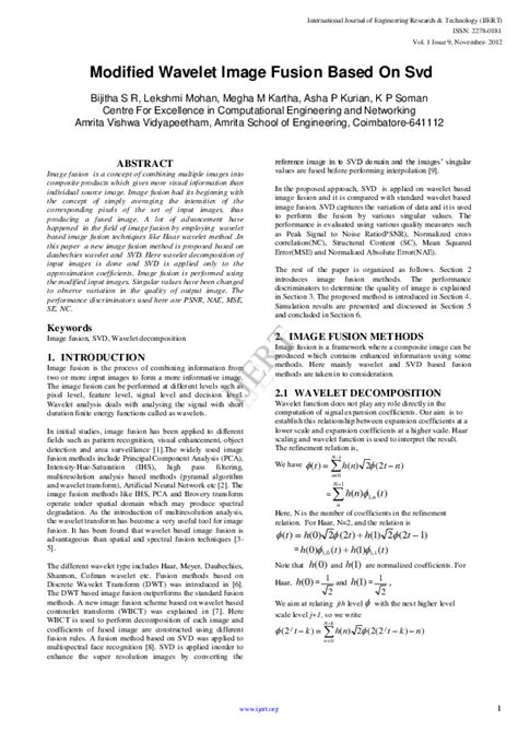 Pdf Ijert Modified Wavelet Image Fusion Based On Svd