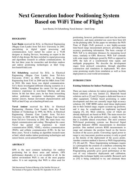 Pdf Next Generation Indoor Positioning System Based On Wifi Time Of