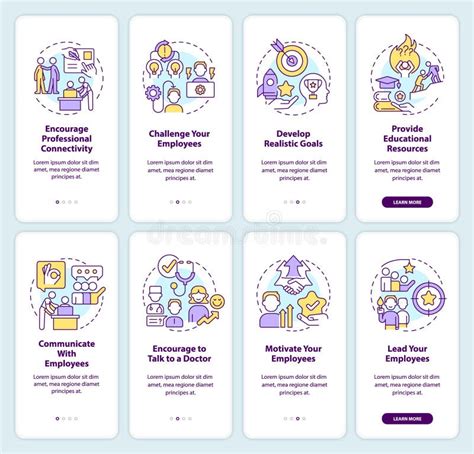 Employee Mental Health Onboarding Mobile App Screen Set Stock Vector