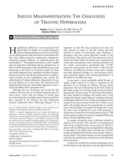 Pdf Insulin Misadministration The Challenges Of Treating