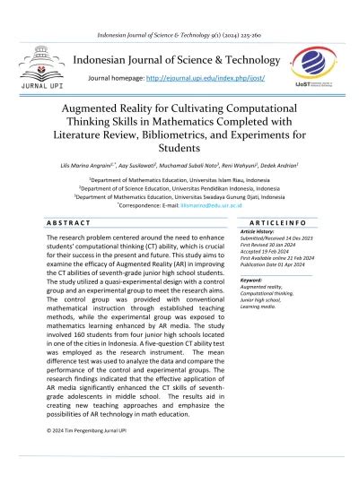 Augmented Reality For Cultivating Computational Thinking Skills In