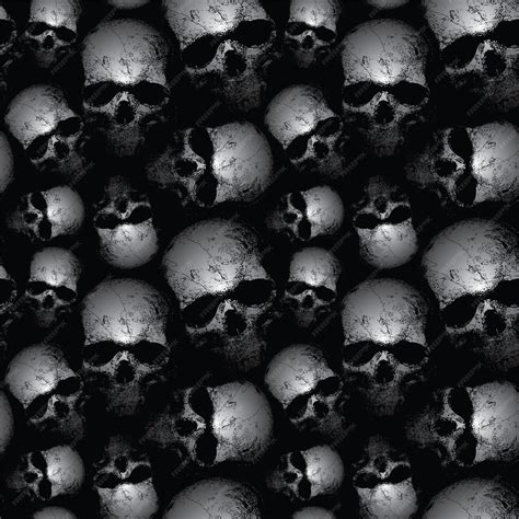 Premium Vector Vector Image Of Seamless Texture With Skulls On Black