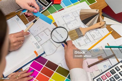 컬러 팔레트 및 하우스 프로젝트와 창의적인 디자이너의 작업 공간 개념에 대한 스톡 사진 및 기타 이미지 개념 건축 건축가