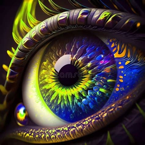 Alien Eye Macro Illustration High Detail Beautiful Detail Eye For Art Design Stock