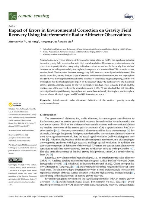 PDF Impact Of Errors In Environmental Correction On Gravity Field Recovery Using