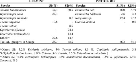 Species Composition And The Ratio Of Helminth Eggs And Protozoa Cysts