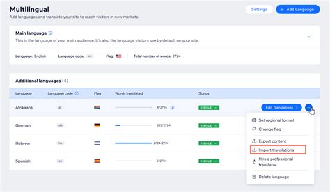 Wix Multilingual Exporting And Importing Site Content For Manual