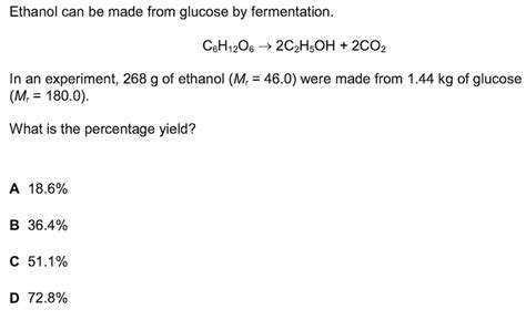 Percentage Yield As Past Paper Question Analysis