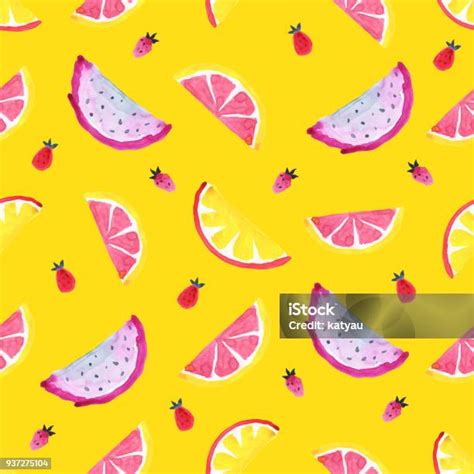 이국적인 과일의 열 패턴입니다 추상 원활한 배경 감귤류 과일에 대한 스톡 벡터 아트 및 기타 이미지 감귤류 과일 과일 귀여운 Istock