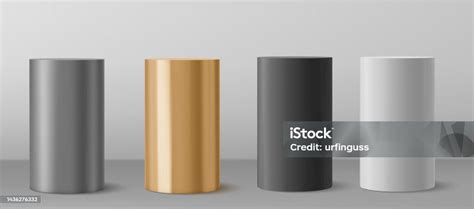 회색 배경에 고립 된 다른 재료 기둥의 3d 실린더 벡터 일러스트 레이 션 기둥에 대한 스톡 벡터 아트 및 기타 이미지 기둥 콘크리트 실내 Istock