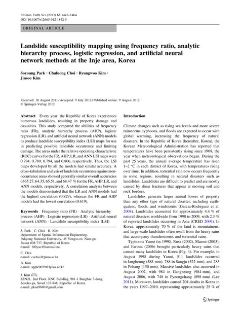 Pdf Landslide Susceptibility Mapping Using Frequency Ratio Analytic