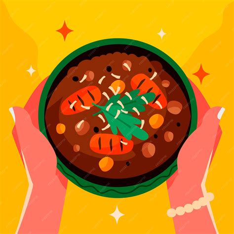 손으로 그린 병아리 콩 스튜 그림 무료 벡터