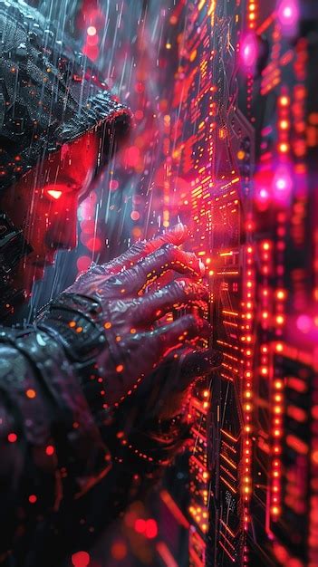 premium photo hackers hands illuminated by code on a screen