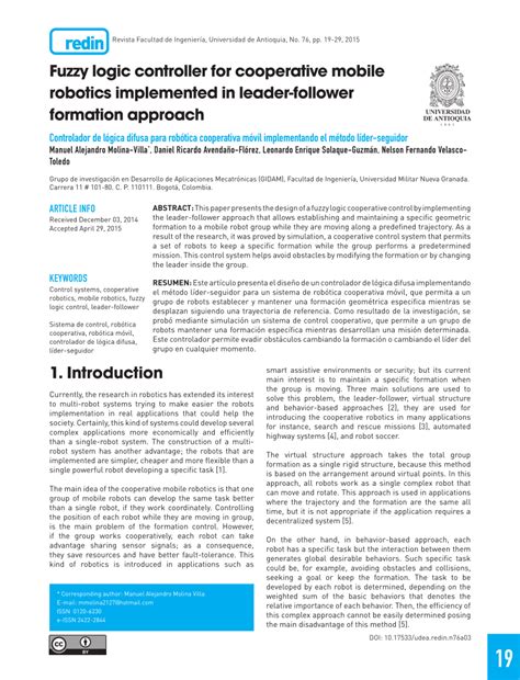 pdf fuzzy logic controller to cooperative mobile robotics implemented in leader follower