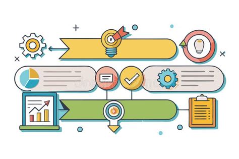 Creative Infographic Illustrating A Business Workflow With Arrows Graphs Gears And Icons