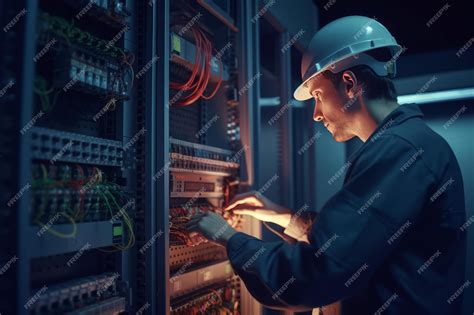Premium Ai Image Technician Checking Fuse Box Professional