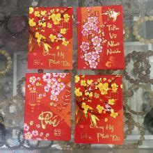 Set 6 Bao Lì Xì Lớn Nhỏ Lì Xì Tết In Chữ Nổi Ép Kim 3D May Mắn Cho Lễ Hội Năm Mới Giáp Thìn