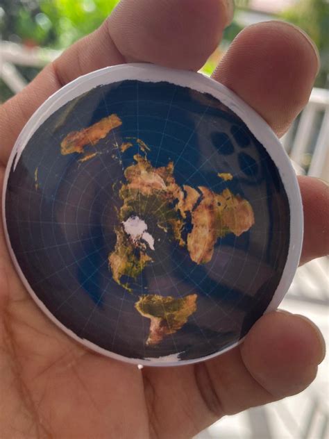 New Flat Earth Azimuthal Equidistant 58 Cm Large Pin Map Dome Blue