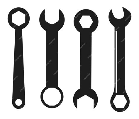 Premium Vector Black Silhouette Of Wrenches Vector