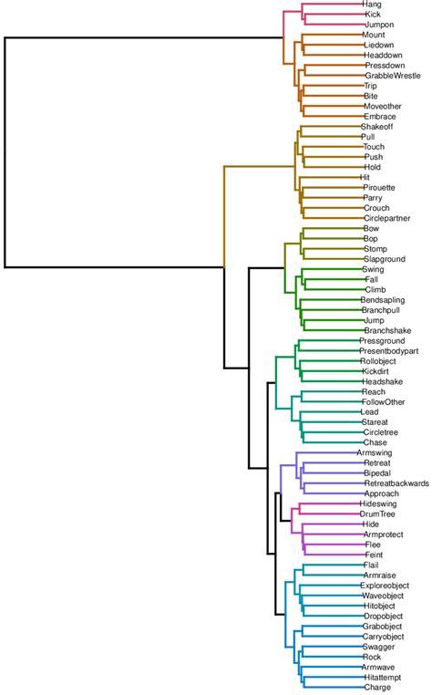 dendrogram of hierarchical clustering of distances between play