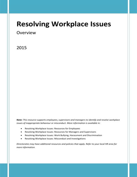 Resolving Workplace Issues
