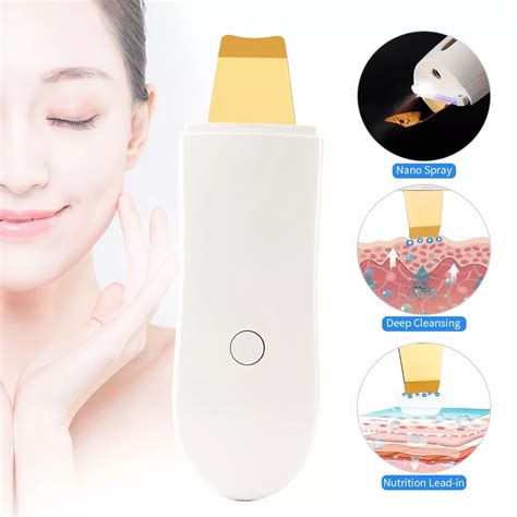 아쿠아 필링 기 갈바닉 클렌징 기계 각질 제거 피부 미용 관리 기기 방수 초음파 페이셜 스킨 스크러버 딥 티몬