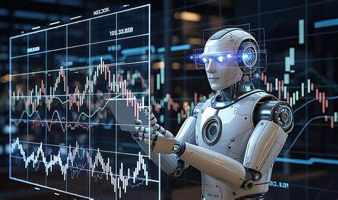 Ai Robot Analyzing Financial Data In Futuristic Setting Background Ai Robot Financial Data