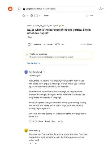 Eli5 What Is The Purpose Of The Red Vertical Line In Notebook Paper Explainlikeimfive Pdf