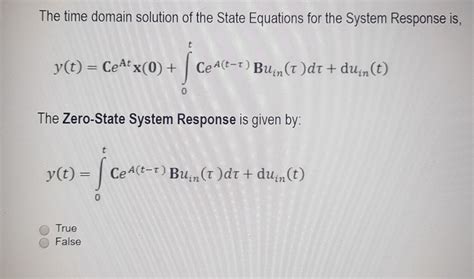 solved the time domain solution of the state equations for