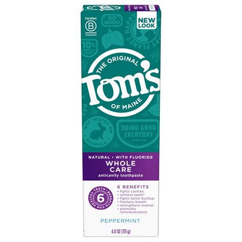 Toms Of Maine Whole Care Natural Toothpaste With Fluoride Peppermint